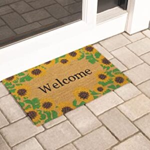 Storm Stopper – Doormat | Welcome Sunflowers | All Weather Heavy Duty Mat | Natural Coir Face | Non-Slip | Outdoor Home Décor | Absorbent, Fade Resistant & Pet Friendly | 18" x 28"