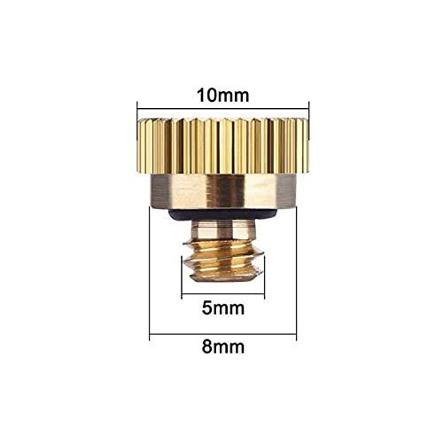 20 Pack Brass Misting Nozzles Tees, Brass Spray Nozzles for Greenhouse Landscaping Humidification, Dust Control Mist Nozzle Sprinkler for Outdoor Cooling System 0.012 Orifice (0.3 mm) 10/24 UNC Garden