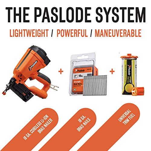 Paslode, Cordless Brad Nailer, 918100, 18 Gauge, Battery and Fuel Cell Powered, No Compressor Needed