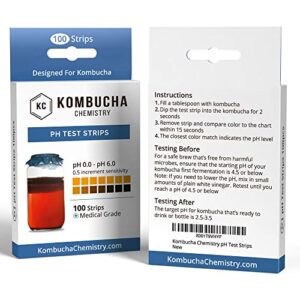 pH Test Strips for Kombucha Brewing 0-6 (0.5 Intervals) 100pc Kit