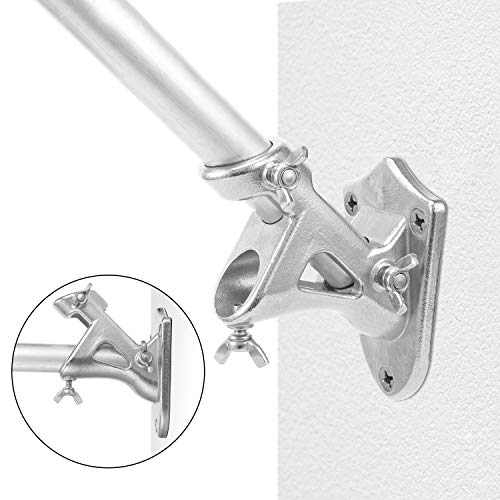 LOMETY Stainless Steel Heavy Duty Flag Pole Holder，Wall Mount House & Estate Flag Pole Bracket， Flag Pole mounting Bracket 2 Positions for 1“ Flag Pole (Silver)