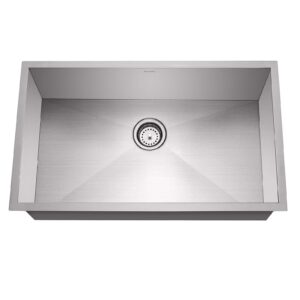 Miligoré 32" x 19" x 10" Deep Single Bowl Undermount Zero Radius 16-Gauge Stainless Steel Kitchen Sink - Includes Drain/Grid