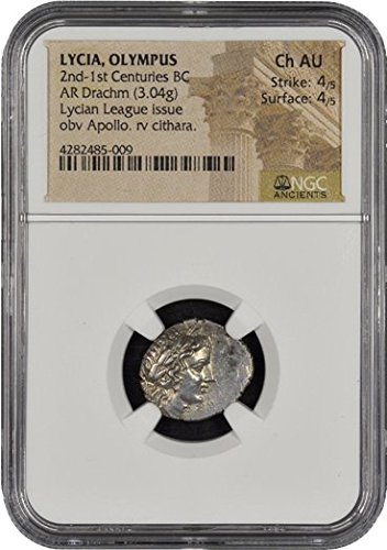 TR 2nd-1st Centuries BC Ancient City of Olympus Antique Silver Coin Rare Coins AR Drachm Choice About Uncirculated NGC