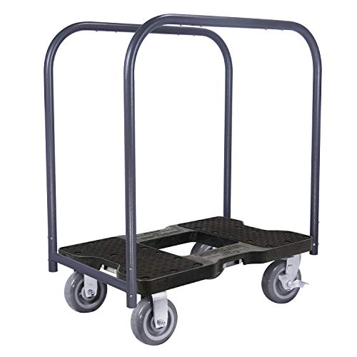 SNAP-LOC 1800 LB Super-Duty Panel CART Dolly Black with Steel Frame, 6 inch Casters, Panel Bars and Optional E-Strap Attachment