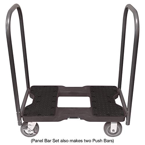 SNAP-LOC 1800 LB Super-Duty Panel CART Dolly Black with Steel Frame, 6 inch Casters, Panel Bars and Optional E-Strap Attachment