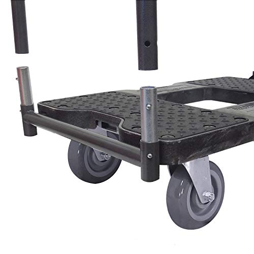 SNAP-LOC 1800 LB Super-Duty Panel CART Dolly Black with Steel Frame, 6 inch Casters, Panel Bars and Optional E-Strap Attachment