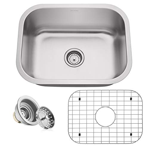 Miligoré 24" x 18" x 9" Deep Single Bowl Undermount 16-Gauge Stainless Steel Kitchen Sink - Includes Drain/Grid