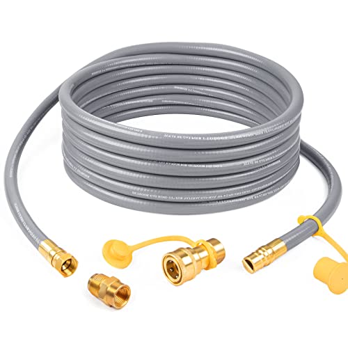 SHINESTAR 1/2" ID Natural Gas Hose (24 Feet), Low Pressure Propane Quick Disconnect Hose, Compatible with Weber, Char-Broil, Patio Heater, BBQ, and More