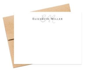 monogram and modern personalized stationery note cards with envelopes