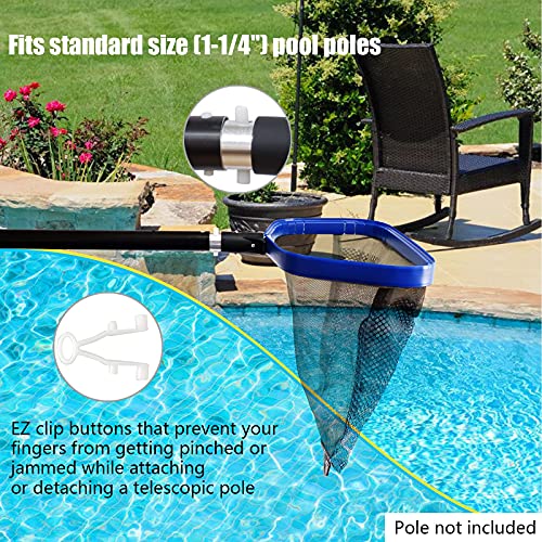 POOLWHALE Pool Leaf Rake with Double Layer Deep-Bag, Professional Skimmer Heavy Duty Mesh Net, Commercial Size(Plastic Tab at The Bottom for Assisting When You Empty The Net)