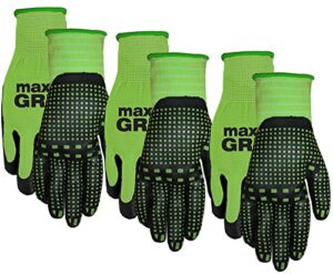 midwest gloves & gear 93p03-sm-az-6 max grip packs, 3 pair, ladies green