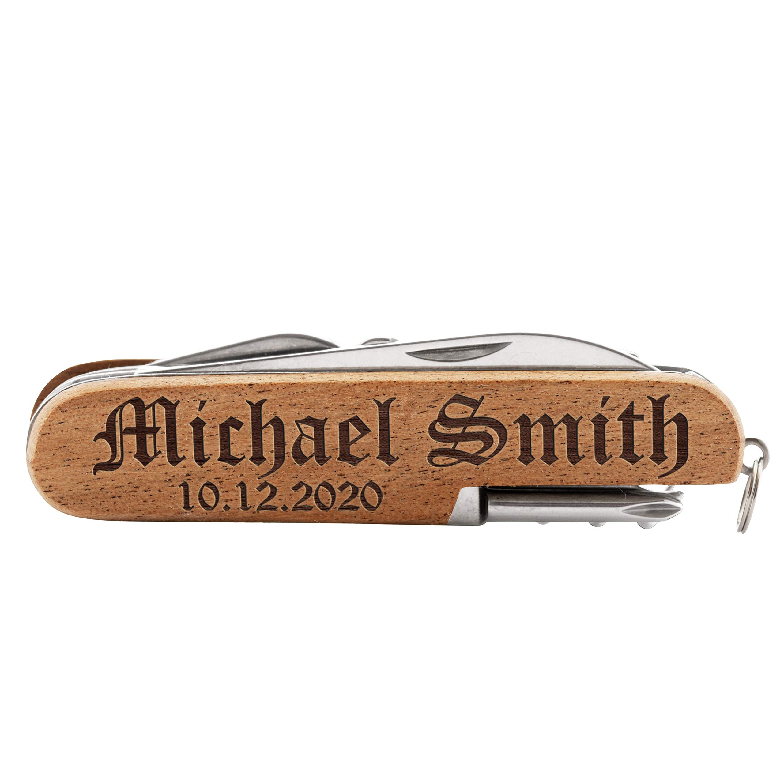 Be Burgundy Personalized Pocket Knife, Personalized 8-Function Multi-Tool Pocket Knife, Custom Knives, Engraved Names, Groomsmen Gift, Gift for Him