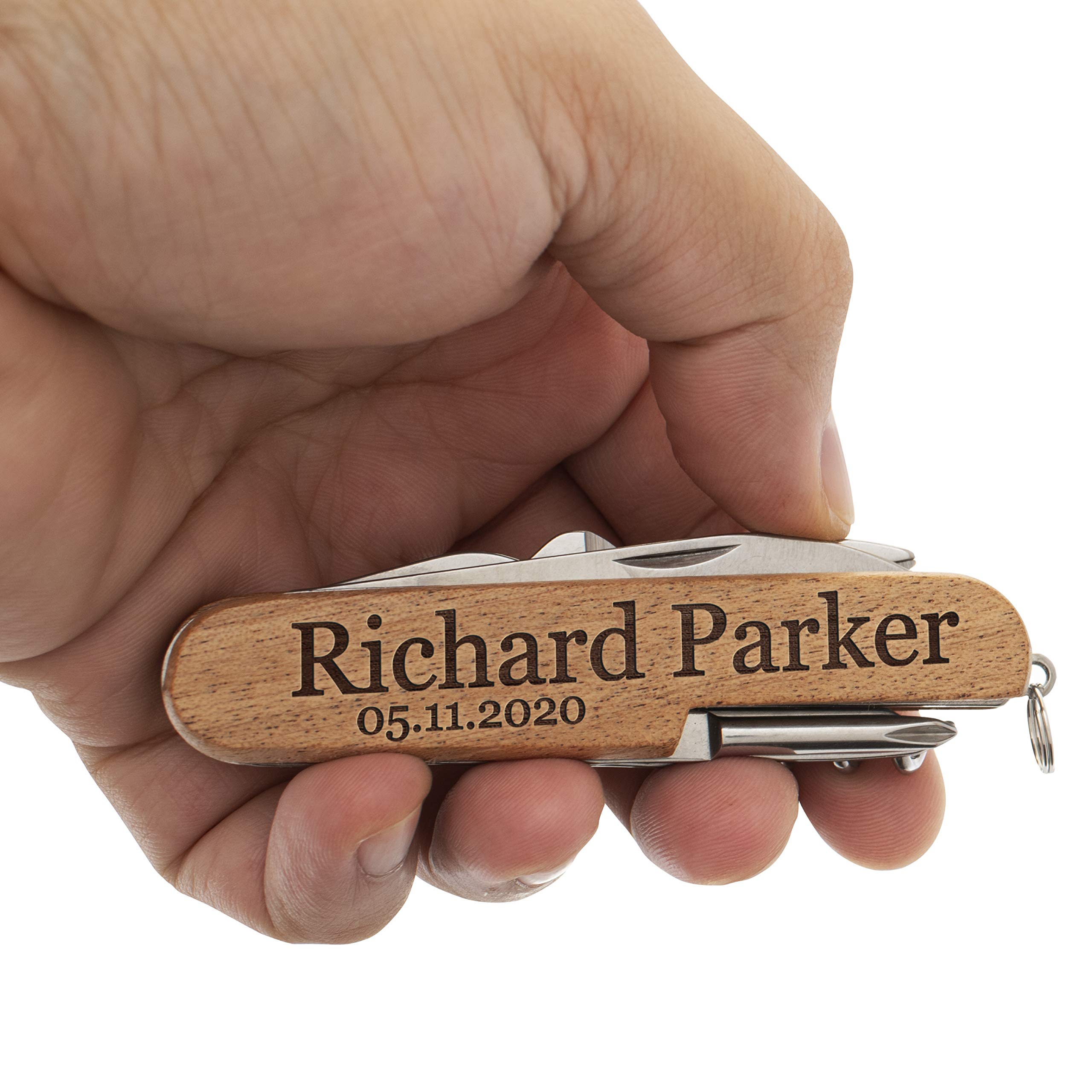 Be Burgundy Personalized Pocket Knife, Personalized 8-Function Multi-Tool Pocket Knife, Custom Knives, Engraved Names, Groomsmen Gift, Gift for Him