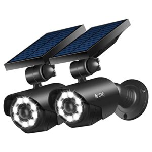 solar motion sensor light outdoor - 800lumens 8 led spotlight 5-watt solar lights outdoor ip66 waterproof, wireless solar flood light for porch garden patio driveway pathway,aluminum,pack of 2 (black)