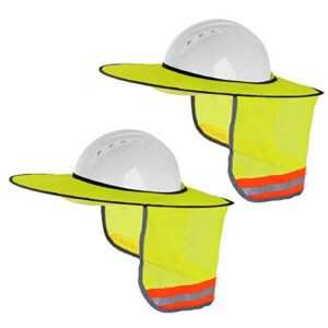 2 pack hard hat sunshield,full brim mesh neck sunshade for hardhats,high visibility,reflective