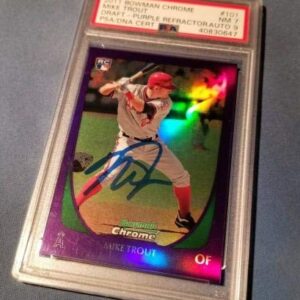 2011 Mike Trout Bowman Chrome Purple Refractor Signed RC Graded PSA NM 7 AUTO 9 - Baseball Slabbed Rookie Cards