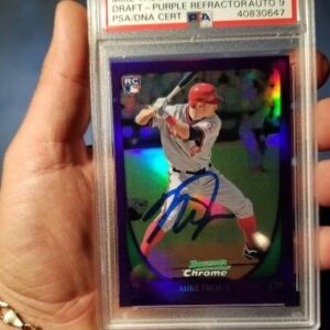 2011 Mike Trout Bowman Chrome Purple Refractor Signed RC Graded PSA NM 7 AUTO 9 - Baseball Slabbed Rookie Cards