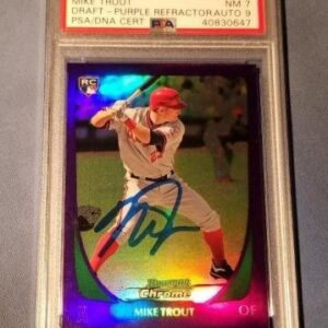 2011 Mike Trout Bowman Chrome Purple Refractor Signed RC Graded PSA NM 7 AUTO 9 - Baseball Slabbed Rookie Cards