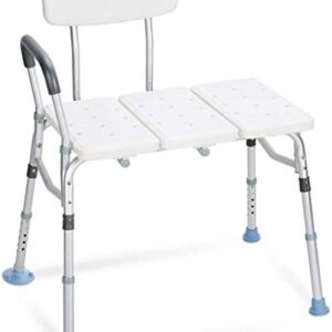 OasisSpace Tub Transfer Bench 500lb- Heavy Duty Bath & Shower Transfer Bench - Adjustable Handicap Shower Chair with Reversible Backrest - Non-Slip Bathroom Aid for Disabled, Seniors, Bariatric(500lb)