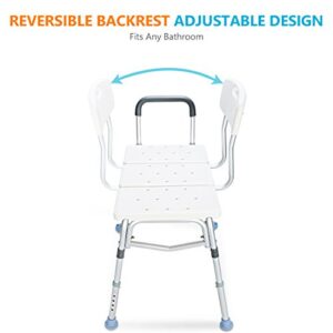 OasisSpace Tub Transfer Bench 500lb- Heavy Duty Bath & Shower Transfer Bench - Adjustable Handicap Shower Chair with Reversible Backrest - Non-Slip Bathroom Aid for Disabled, Seniors, Bariatric(500lb)