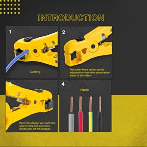 KOTTO Coax Cable Crimper Kit, Compression Tool Coax Adjustable RG6 RG59 RG11 75-5 75-7 Coaxial Cable Stripper with 20 PCS F Compression Connectors