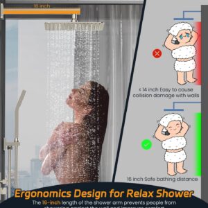 SR SUN RISE 12 Inches Bathroom Luxury Rain Mixer Shower Combo Set Wall Mounted Rainfall Shower Head System Brushed Nickel Finish Shower Faucet Rough-In