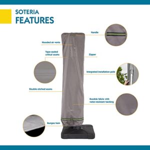 Duck Covers Soteria Waterproof 101 Inch Patio Offset Umbrella Cover with Integrated Installation Pole