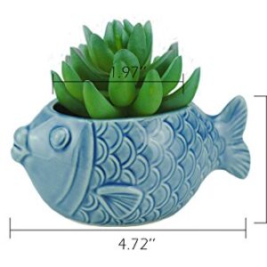 VanEnjoy 5" Ceramic Succulent Pot, Cute Ocean Blue Seashell Series, Conch Shaped Cactus Pot Planter, Flower Pot, Pottery Bonsai Pot (Seashell M)