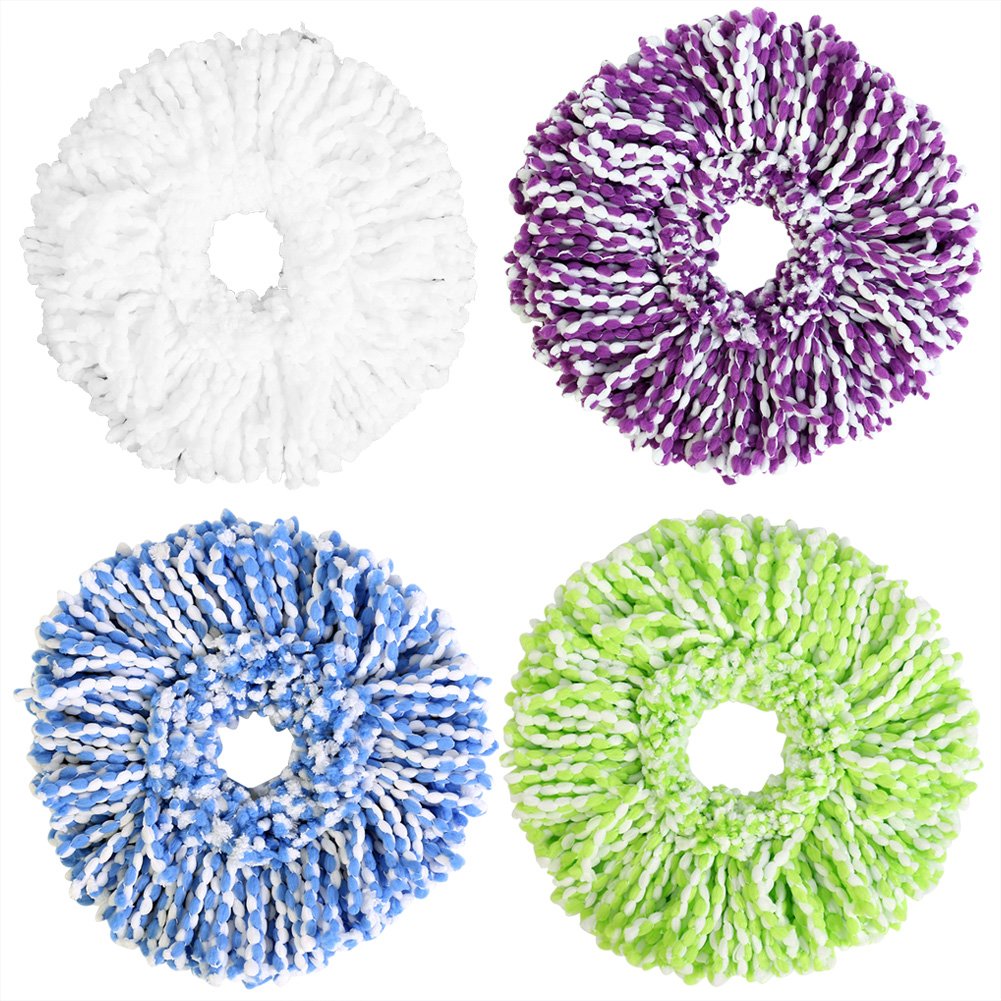 Huhushop Spin Mop Head Refills Microfiber Round Spin Mop Head Replacement for Universal Spin Mop System Perfect for Home Commercial Use (Green+White)