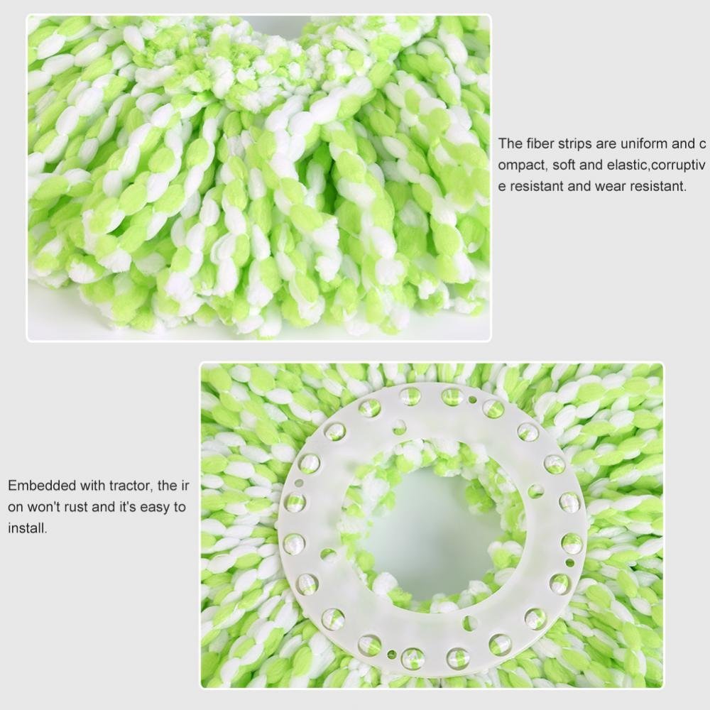 Huhushop Spin Mop Head Refills Microfiber Round Spin Mop Head Replacement for Universal Spin Mop System Perfect for Home Commercial Use (Green+White)