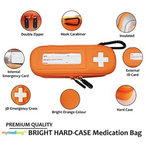 mymedibag Single Epipen Holder | Hardcase Insulated Epipen Case | Highly Visible and Noticeable EpiPen Carrier Bag in Case of an Emergency | Bright Orange Epipen Carry Case Insulated Pouch