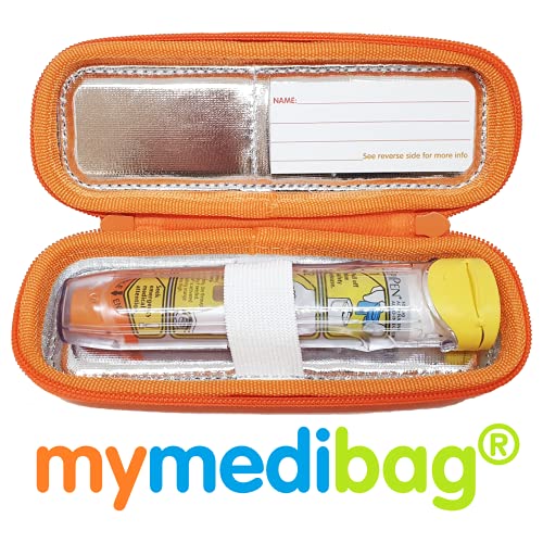 mymedibag Single Epipen Holder | Hardcase Insulated Epipen Case | Highly Visible and Noticeable EpiPen Carrier Bag in Case of an Emergency | Bright Orange Epipen Carry Case Insulated Pouch