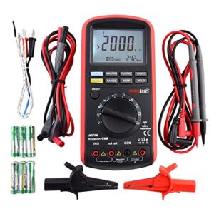 ennologic insulation tester 50/100/250/500/1000v, megohmmeter and multimeter: 50k to 2g insulation resistance, dc/ac trms voltage and current, resistance, capacitance, frequency, temperature - em870m