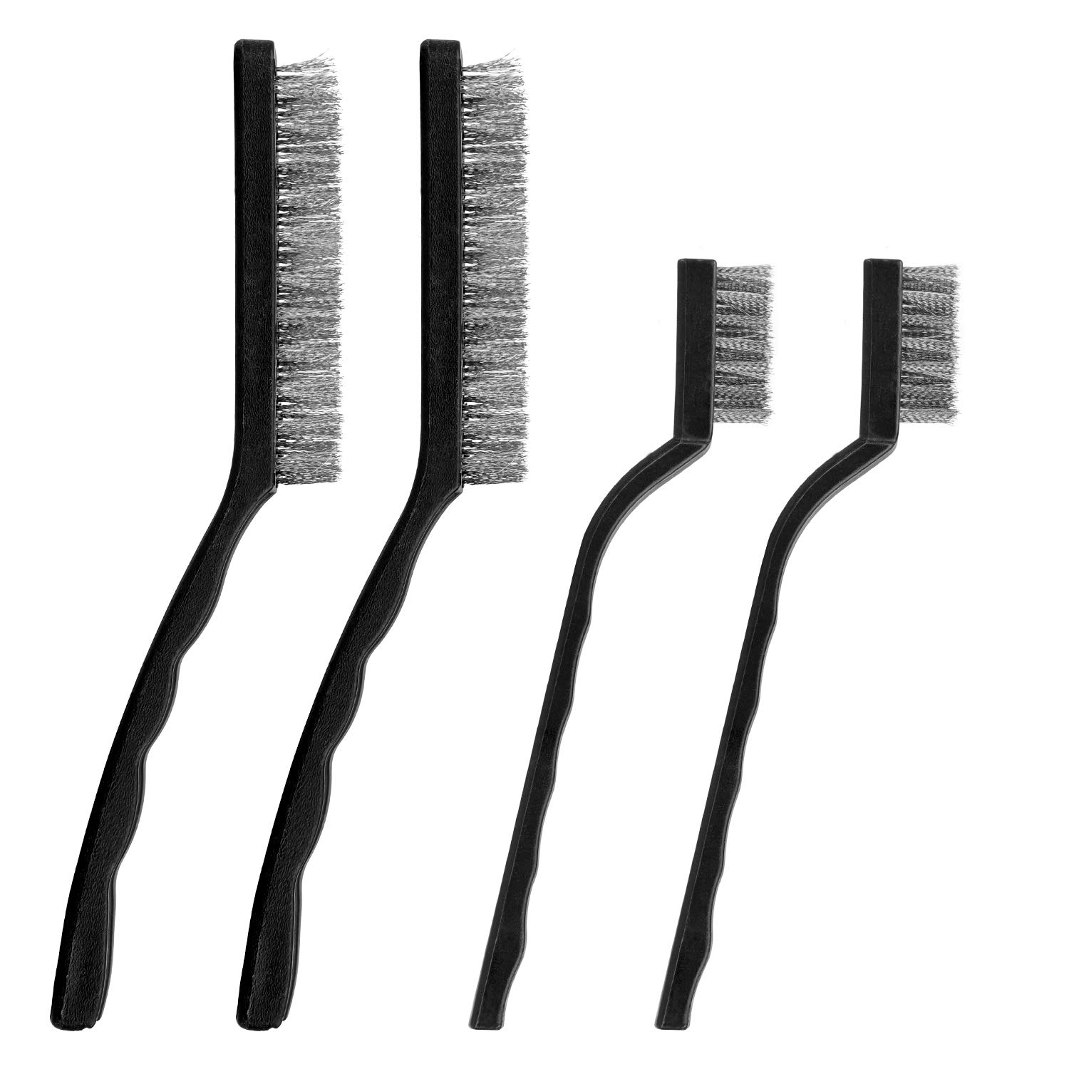 Turboom Wire Brush Set Scratch Brush Set for Cleaning Welding Slag Rust and Dust Curved Handle Stainless Steel and Brass Black 10-Pack