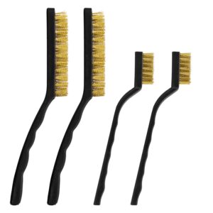 Turboom Wire Brush Set Scratch Brush Set for Cleaning Welding Slag Rust and Dust Curved Handle Stainless Steel and Brass Black 10-Pack