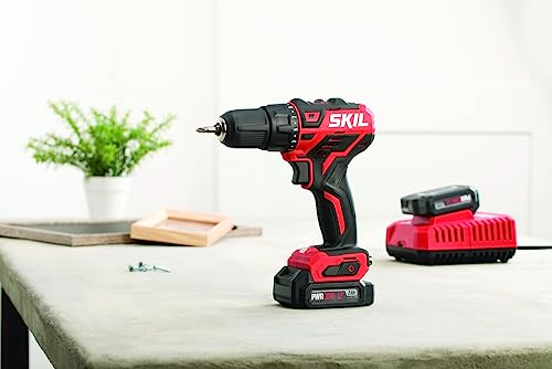 SKIL 2-Tool Combo Kit: PWRCore 12 Brushless 12V 1/2 Inch Cordless Drill Driver and 12 Inch Digital Level, Includes 2.0Ah Lithium Battery and PWRJump Charger - CB737601