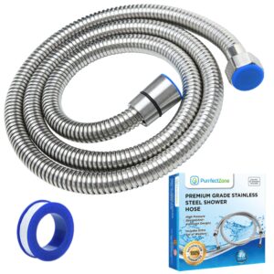 47" bidet hose replacement, bidet hose for toilet bidet sprayer, purrfectzone toilet bidet shower hose connector with stainless steel braided inner hose, satin brushed