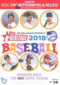 2018 topps heritage mlb baseball exclusive factory sealed retail box with 8 packs & 72 cards! look for real one autographs, inserts, parallels, relics & more! look for shohei othani rookie’s & auto’s!