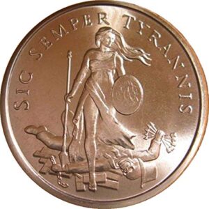 1 oz sic semper tyrannis (2014) .999 pure copper round/challenge coin