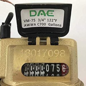 DAE VM-75P Positive Displacement Water Meter, 3/4” NPT Couplings, Pulse Output, Gallon