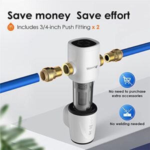 Waterdrop Spin Down Sediment Filter, Whole House Water Filter System, Auto Flushing Backwash, 40-50 Micron, Traps Sand, BPA Free, WD-PFA