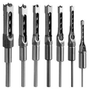 safercctv square hole drill bit, steel woodworking mortiser hardness sharp durable mortising chisel set 1/2-inch, 1/4-inch, 3/4inch, 3/8-inch, 5/8-inch, 5/16-inch, 9/16-inch -7pcs