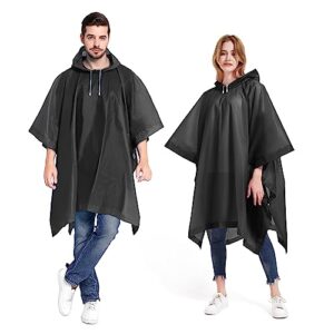 antvee reusable adult rain ponchos 2 count (pack of 1) for women and men with drawstring hood