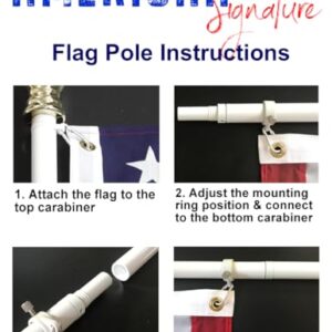 American flag and pole kit set: Includes a 3x5 ft US flag made in USA, 6 ft aluminum tangle free spinning flag pole with carabiners, and flagpole holder wall mount bracket (Black)