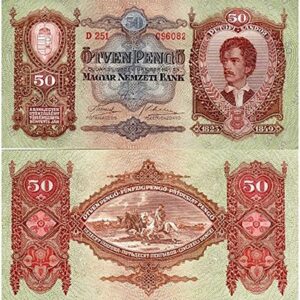 HU 1030 ORNATE GIANT SIZE HUNGARY 50 & 100 PENGO BANKNOTES w HISTORIC VIGNETTES Moderately Circulated VF-XF RANGE