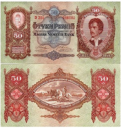 HU 1030 ORNATE GIANT SIZE HUNGARY 50 & 100 PENGO BANKNOTES w HISTORIC VIGNETTES Moderately Circulated VF-XF RANGE