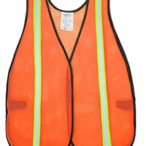 SIFE 10 Pack High Visibility Reflective Safety Vest,Made from Breathable and Neon Orange Mesh Fabric,light weight for Man and Woman