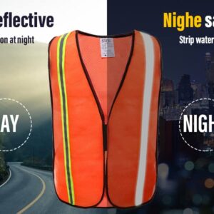 SIFE 10 Pack High Visibility Reflective Safety Vest,Made from Breathable and Neon Orange Mesh Fabric,light weight for Man and Woman