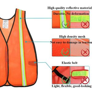 SIFE 10 Pack High Visibility Reflective Safety Vest,Made from Breathable and Neon Orange Mesh Fabric,light weight for Man and Woman