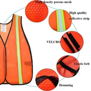 SIFE 10 Pack High Visibility Reflective Safety Vest,Made from Breathable and Neon Orange Mesh Fabric,light weight for Man and Woman